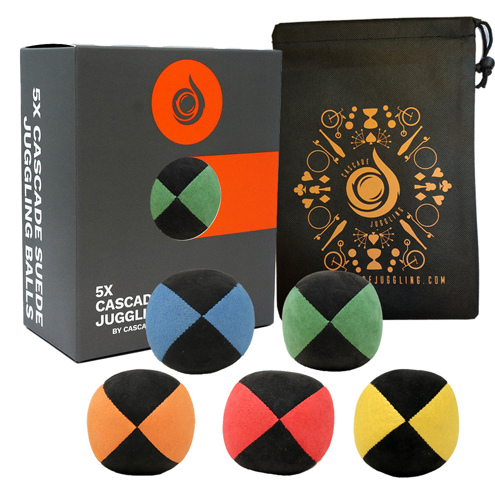 5 x Cascade Suede Juggling Ball Set | Pro Quality Soft Juggling Balls
